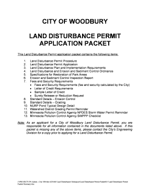 Fillable Online This Land Disturbance Permit application packet ...