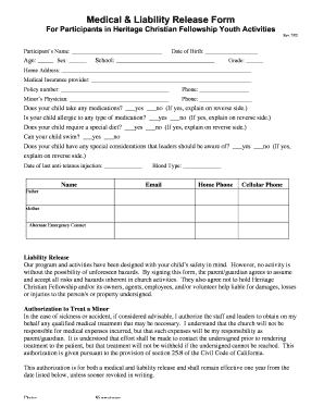 Fillable Online Medical & Liability Release Form Fax Email Print ...