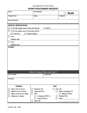 Fillable Online WORD PROCESSING REQUEST Fax Email Print - pdfFiller