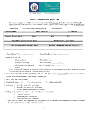 Fillable Online Shared Living Home Visit Review Tool Fax Email Print ...