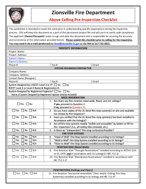 Fillable Online Above Ceiling Pre-Inspection Checklist Fax Email Print ...
