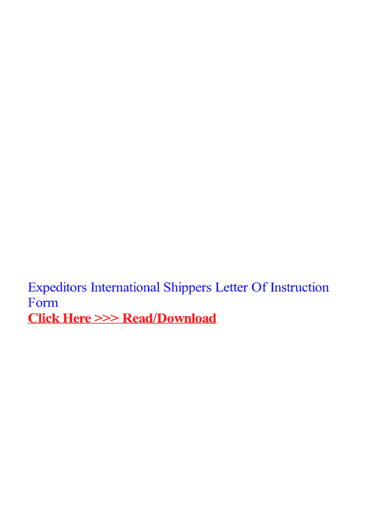 Fillable Online Expeditors International Shippers Letter Of Fax Email ...