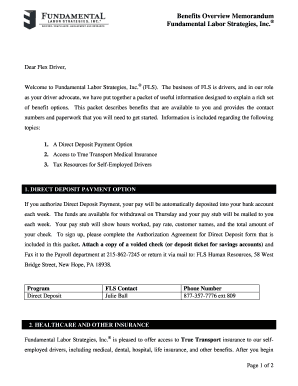 Fillable Online Benefits Overview Memorandum Fax Email Print - pdfFiller