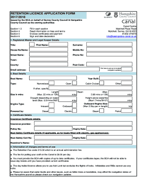 Fillable Online RETENTION LICENCE APPLICATION FORM Fax Email Print ...