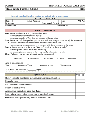 Fillable Online Thrombolytic Checklist (Stroke) Fax Email Print - pdfFiller