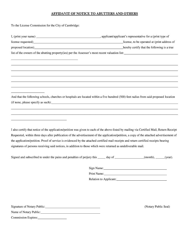 Fillable Online INSTRUCTIONS FOR NOTIFICATION TO ABUTTERS Fax Email Print - pdfFiller