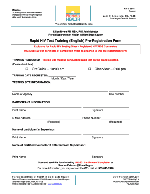 Fillable Online Rapid HIV Test Training (English) Pre-Registration Form ...