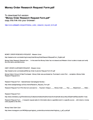 Fillable Online Money Order Research Request Form Fax Email Print ...