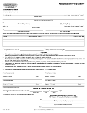 Fillable Online ASSIGNMENT OF INDEMNITY Fax Email Print - pdfFiller