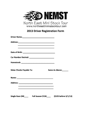 Fillable Online 2013 Driver Registration Form Fax Email Print - pdfFiller