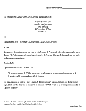 Fillable Online CHANGE OF LOCATION APPLICATION: Fax Email Print - pdfFiller