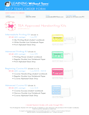 Fillable Online 2017 TEXAS ORDER FORM Fax Email Print - pdfFiller