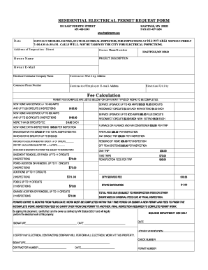 Fillable Online RESIDENTIAL ELECTRICAL PERMIT REQUEST FORM Fax Email ...