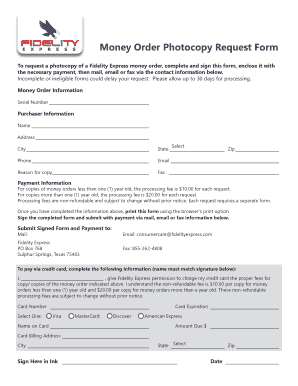 Fillable Online Money Order Photocopy Request Form Fax Email Print ...