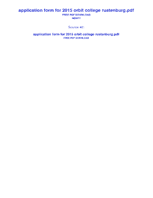 Fillable Online application form for 2015 orbit college rustenburg Fax ...