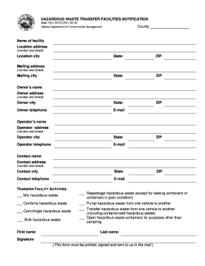 Fillable Online HAZARDOUS WASTE TRANSFER FACILITIES NOTIFICATION Fax ...