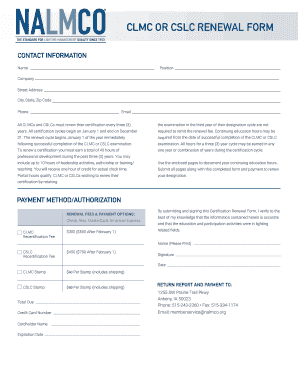 Fillable Online CLMC OR CSLC RENEWAL FORM Fax Email Print - pdfFiller