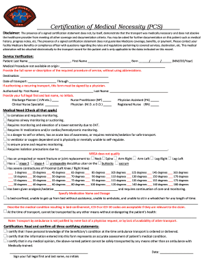 Fillable Online Certification of Medical Necessity (PCS) Fax Email ...