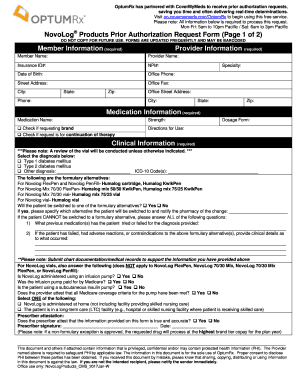 Fillable Online NovoLog Products Prior Authorization Request Form (Page ...