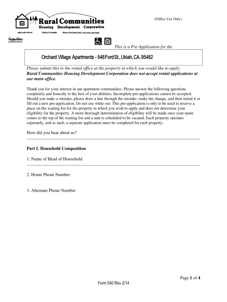 Fillable Online Orchard Village Apartments - 548 Ford St Fax Email ...