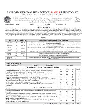 Fillable Online SANBORN REGIONAL HIGH SCHOOL SAMPLE REPORT CARD Fax ...