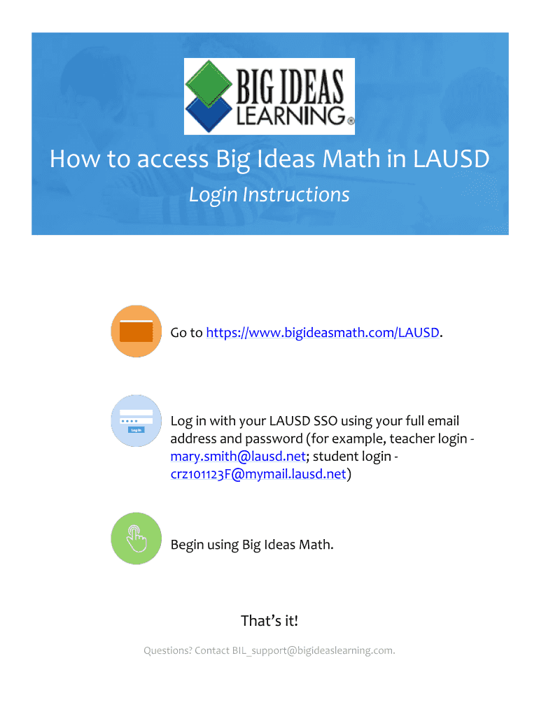 Fillable Online How to access Big Ideas Math in LAUSD Fax Email Print ...