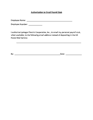 Fillable Online Authorization to Email Payroll Stub Fax Email Print - pdfFiller