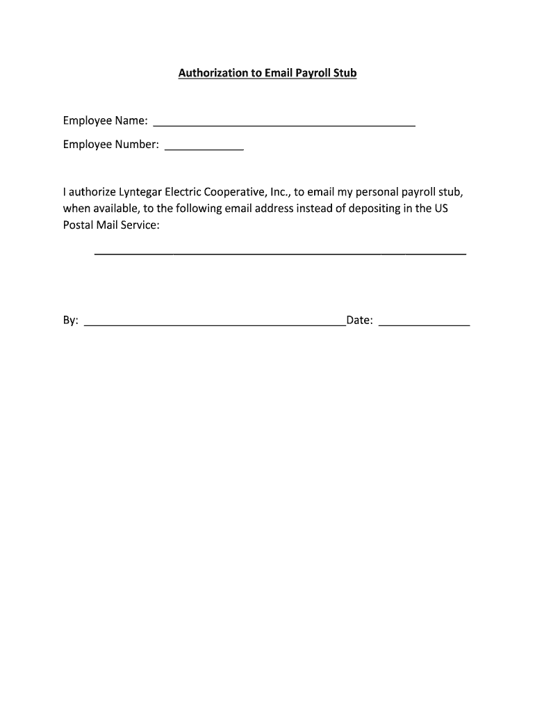 Fillable Online Authorization to Email Payroll Stub Fax Email Print ...