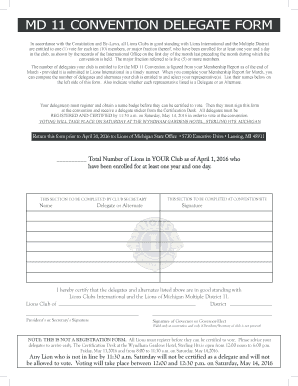 Fillable Online MD 11 CONVENTION DELEGATE FORM Fax Email Print - pdfFiller