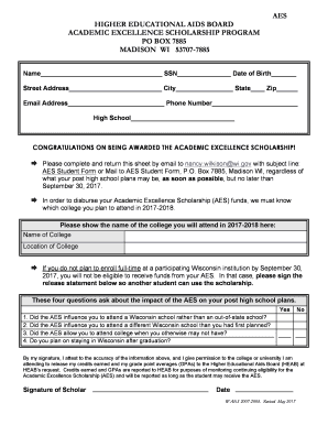 Fillable Online ACADEMIC EXCELLENCE SCHOLARSHIP PROGRAM Fax Email Print ...