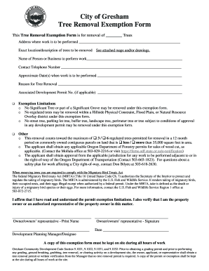 Fillable Online Tree Removal Exemption Form Fax Email Print - pdfFiller