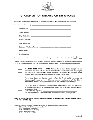 Fillable Online STATEMENT OF CHANGE OR NO CHANGE Fax Email Print ...