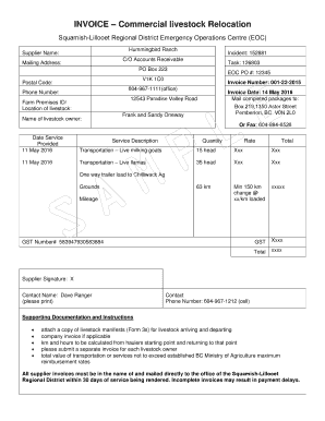Fillable Online INVOICE Commercial livestock Relocation Fax Email Print ...