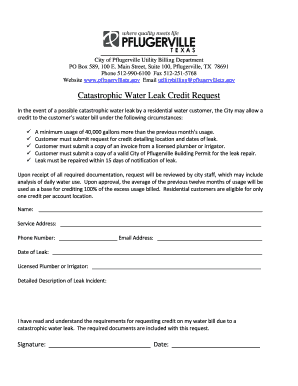 Fillable Online City of Pflugerville Utility Billing Department Fax Email Print - pdfFiller