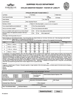 Fillable Online CIVILIAN OBSERVER REQUEST / WAIVER OF LIABILITY Fax ...