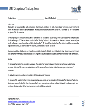 Fillable Online EMT Competency Tracking Form Fax Email Print - pdfFiller