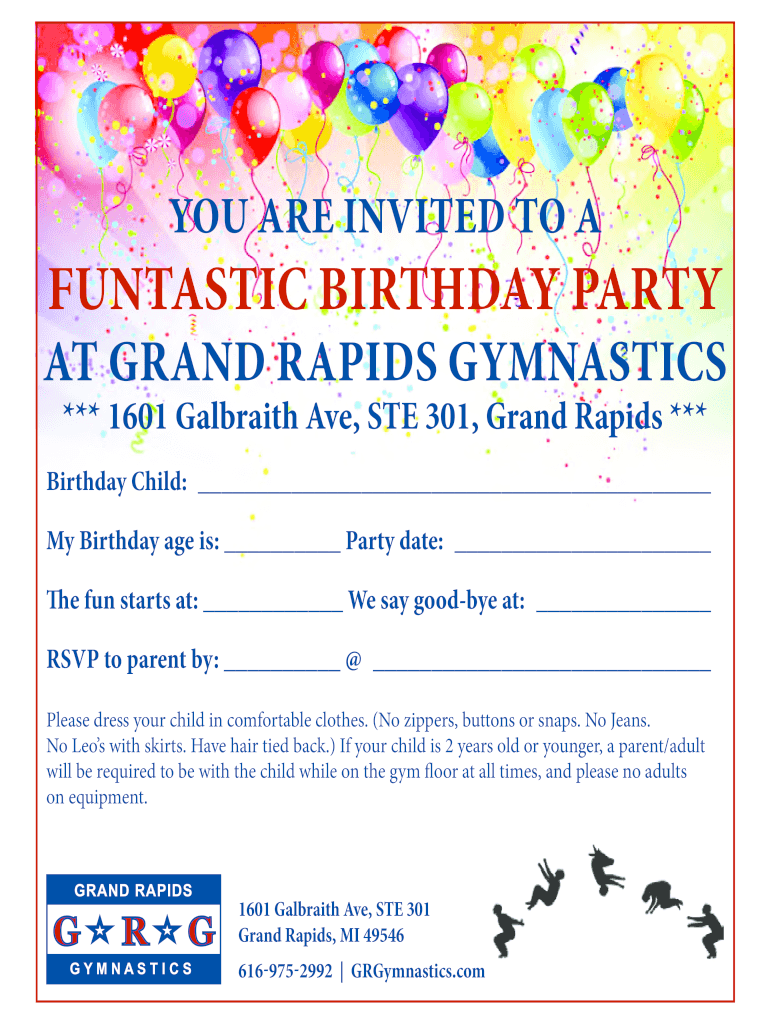 Fillable Online FUNTASTIC BIRTHDAY PARTY Fax Email Print - pdfFiller