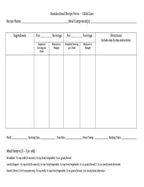 Fillable Online Standardized Recipe Template 2 - DPHHS Fax Email Print ...