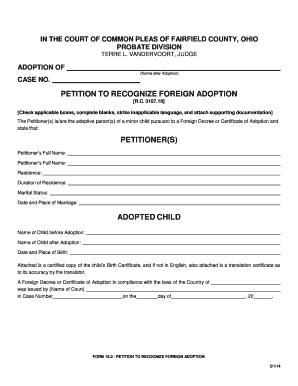 Fillable Online The Petitioner(s) is/are the adoptive parent(s) of a ...