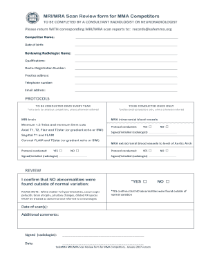 Fillable Online MRI/MRA Scan Review form for MMA Competitors Fax Email ...