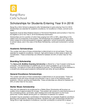 Fillable Online Scholarships for Students Entering Year 9 in 2018 Fax Email Print - pdfFiller