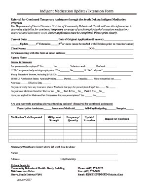 Fillable Online Indigent Medication Update/Extension Form Fax Email ...