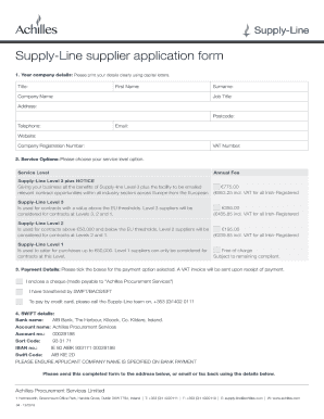 Fillable Online Supply-Line supplier application form Fax Email Print ...