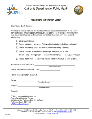 Fillable Online Operations Affirmation Letter Fax Email Print - pdfFiller