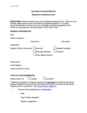 Fillable Online Requesting an Academic Leave Fax Email Print - pdfFiller