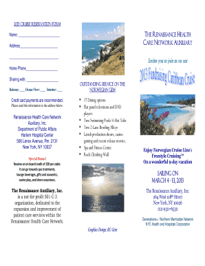 Fillable Online 2013 CRUISE RESERVATION FORM Fax Email Print - pdfFiller