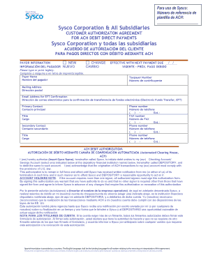 Fillable Online Para uso de Sysco: Fax Email Print - pdfFiller