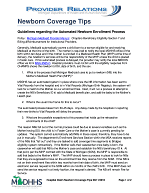 Fillable Online Newborn Coverage Tips Fax Email Print - pdfFiller
