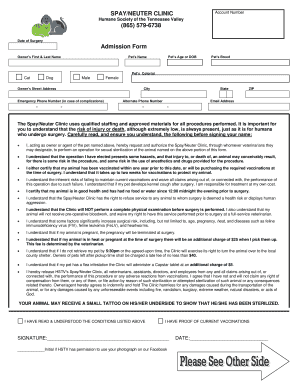 Fillable Online SPAY/NEUTER CLINIC Fax Email Print - pdfFiller