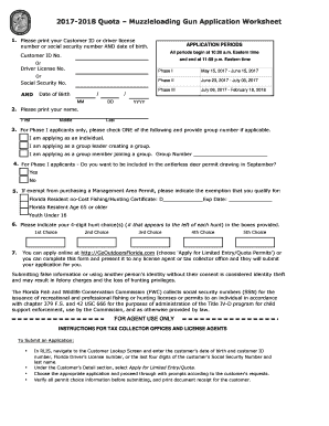 Fillable Online 2017-2018 Quota Muzzleloading Gun Application Worksheet ...